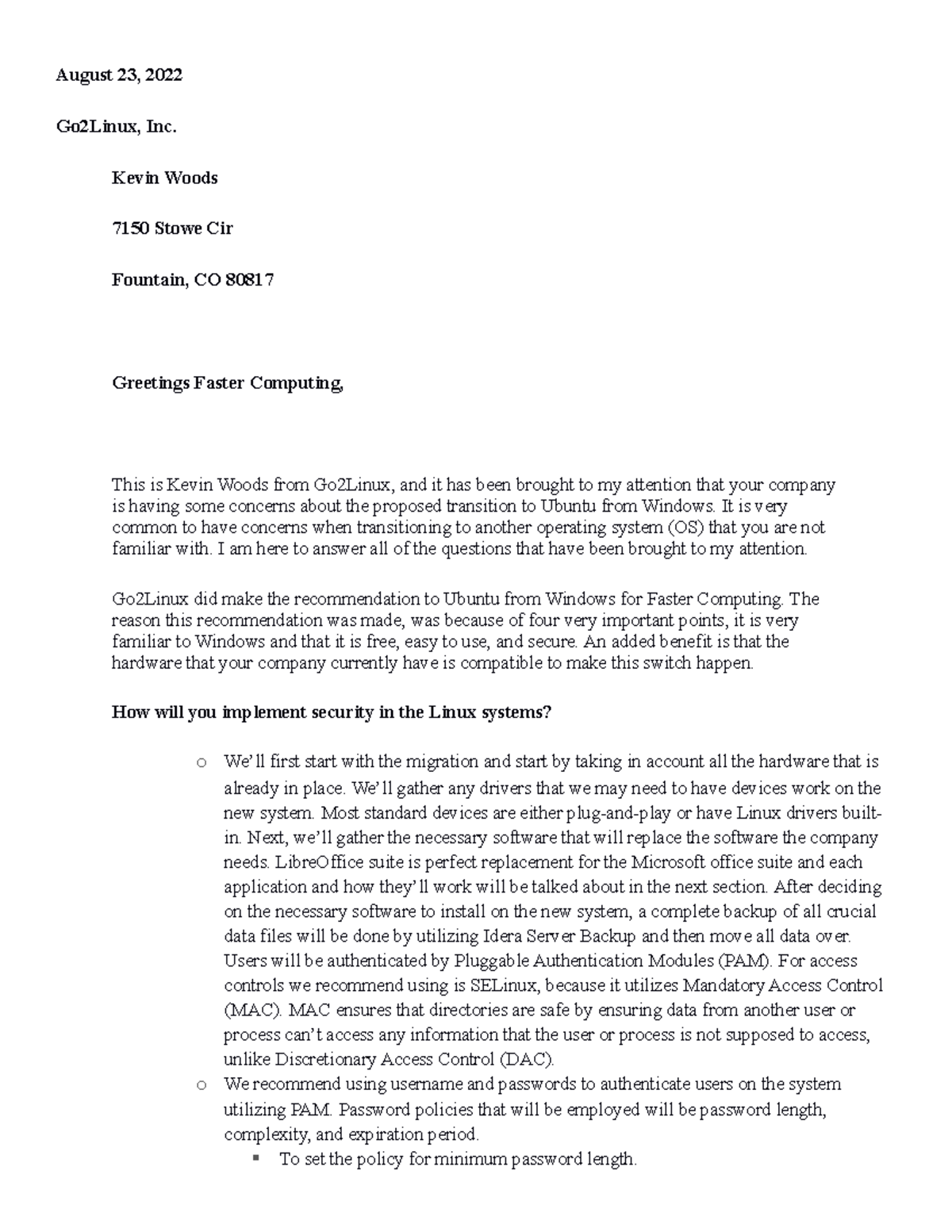 CMIT 391 Client Response Memo: Transitioning to Ubuntu Solutions - Studocu