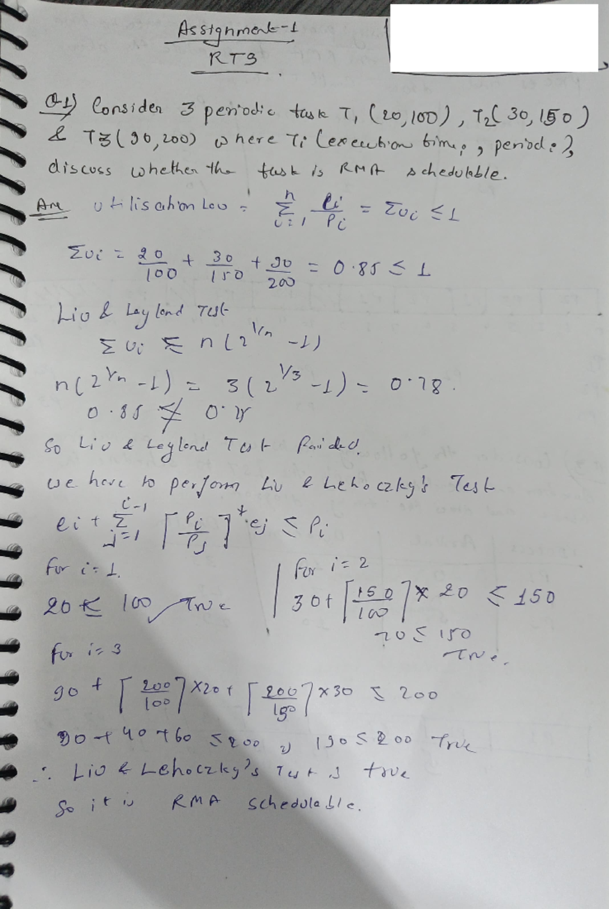 RTS Assignment 1 - A C) lons i den 3 penodi e tak T, (2o, l0D), T 3o, 15 D) & T( 36,2o0) here Ti ...