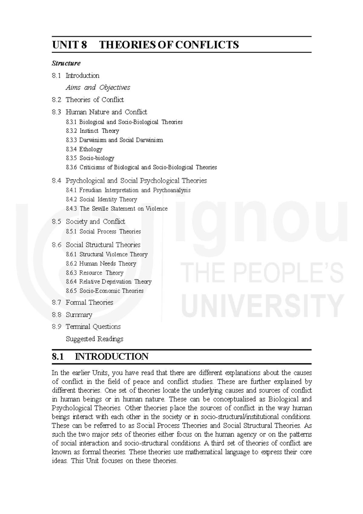 Unit 8: Theories of Conflict - Themes in Conflict Building by IGNOU ...