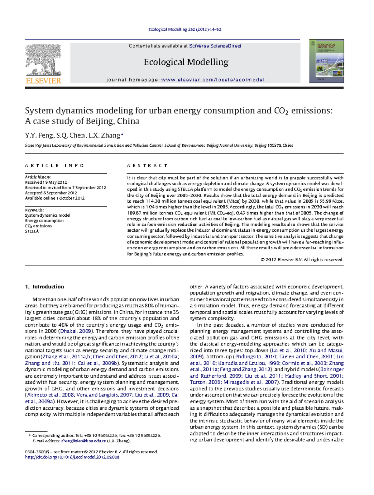 System Dynamics Modeling of Urban Energy & CO2 Emissions in Beijing ...