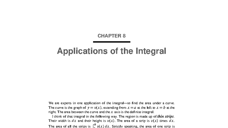 CH8 Calculus Notes: Applications of the Integral - Studocu