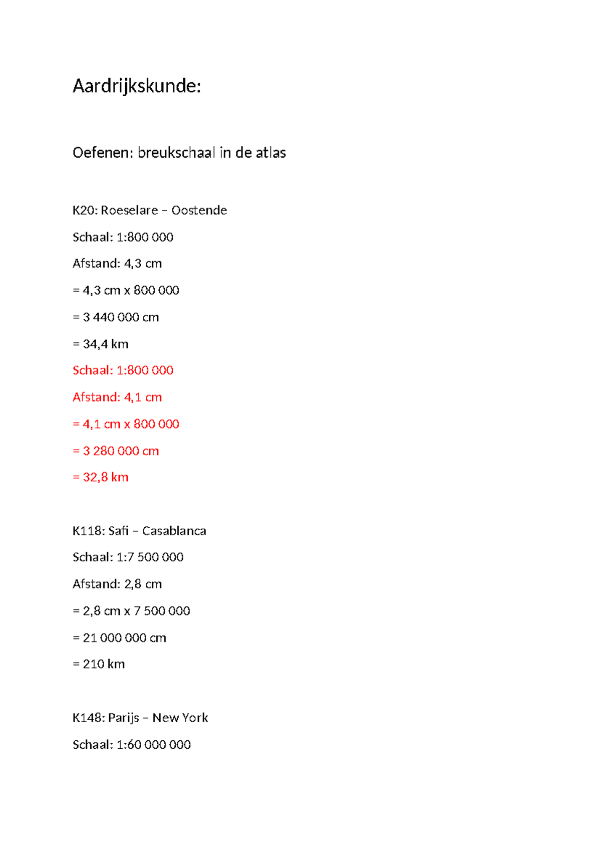 Oefeningen met Schalen en Windrichtingen in de Atlas (K20, K118, K148 ...