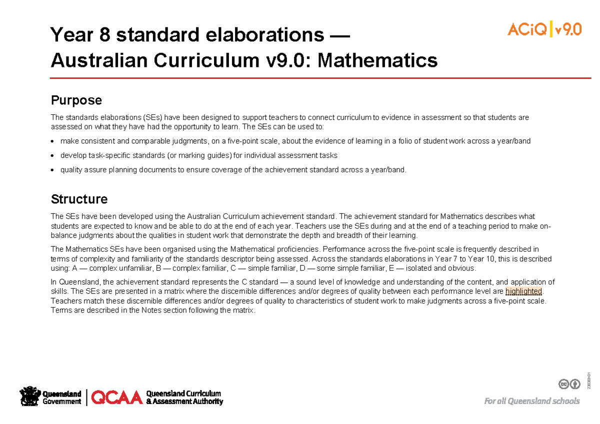Ac9 maths se yr8 - curriculum v9.0 y8 sequences - 230309- Purpose The ...