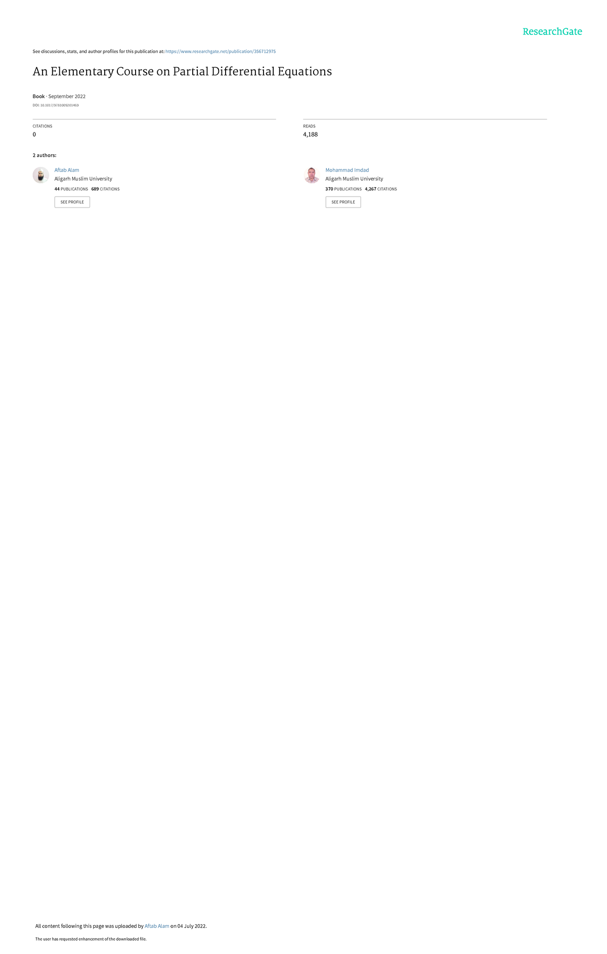 Elementary Course on Partial Differential Equations (PDE) - AFTAB-IMDAD ...