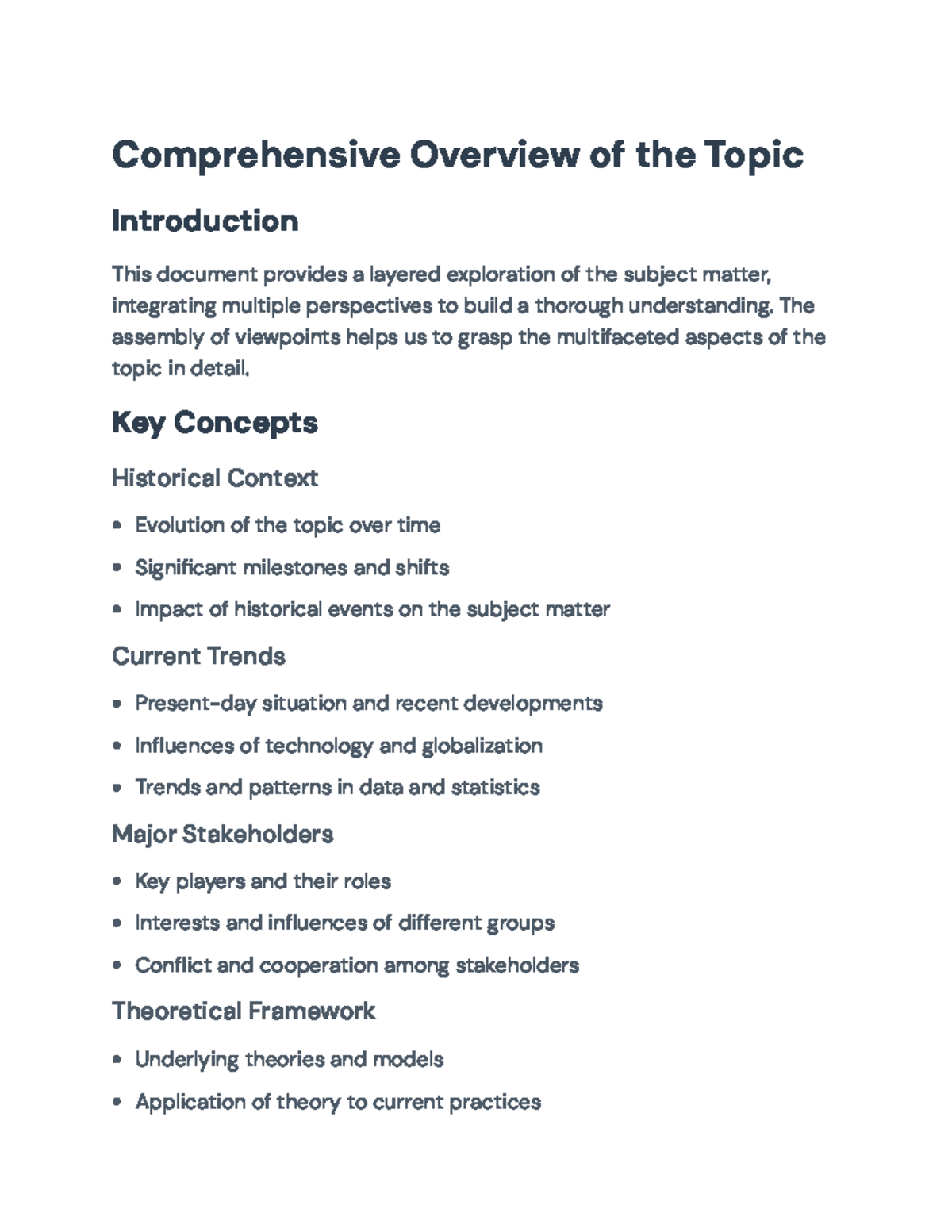 Comprehensive Overview of the Subject Matter Analysis - Comprehensive ...