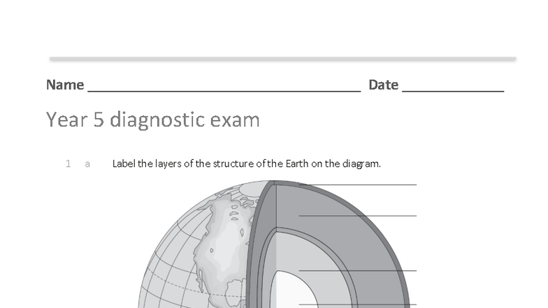 Cambridge Primary Science 5 Diagnostic Exam: Structure of Earth & More ...