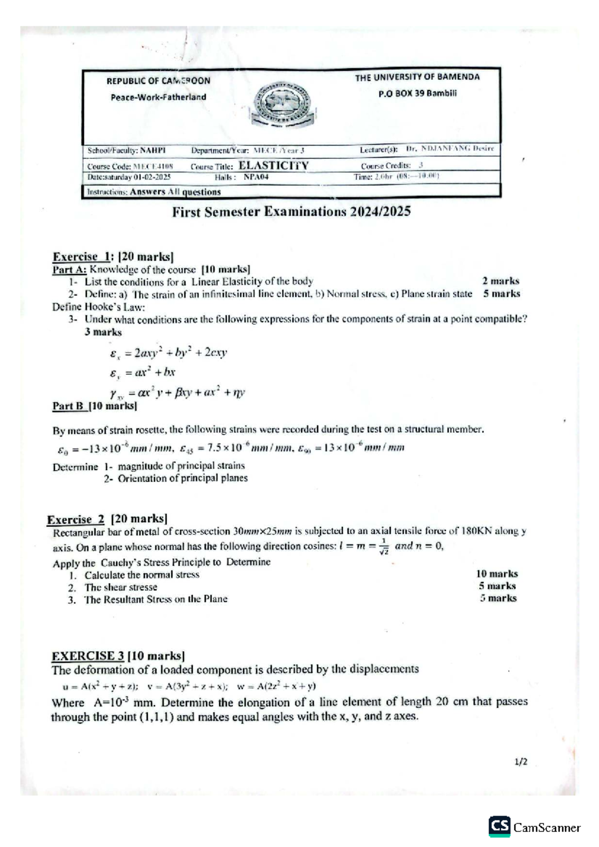 MECE4108 & MECE4107: Elasticity & Mechanical Transmission Exam Notes ...