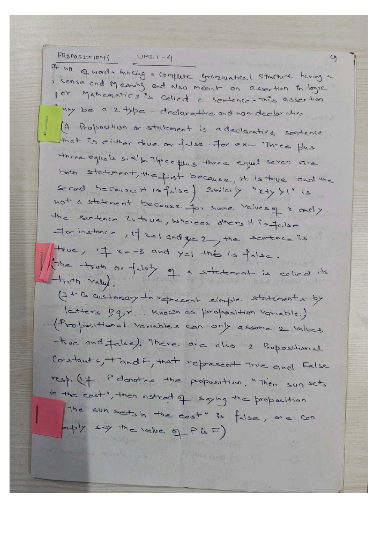 Unit 4 - Propositions and Logical Statements in Mathematics - Studocu