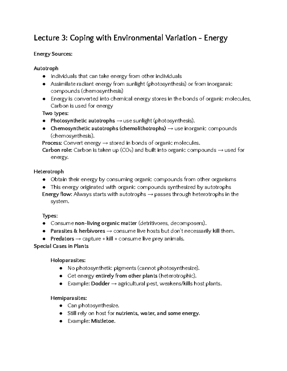 Lecture 3-8: Coping with Environmental Variation in Energy Sources ...