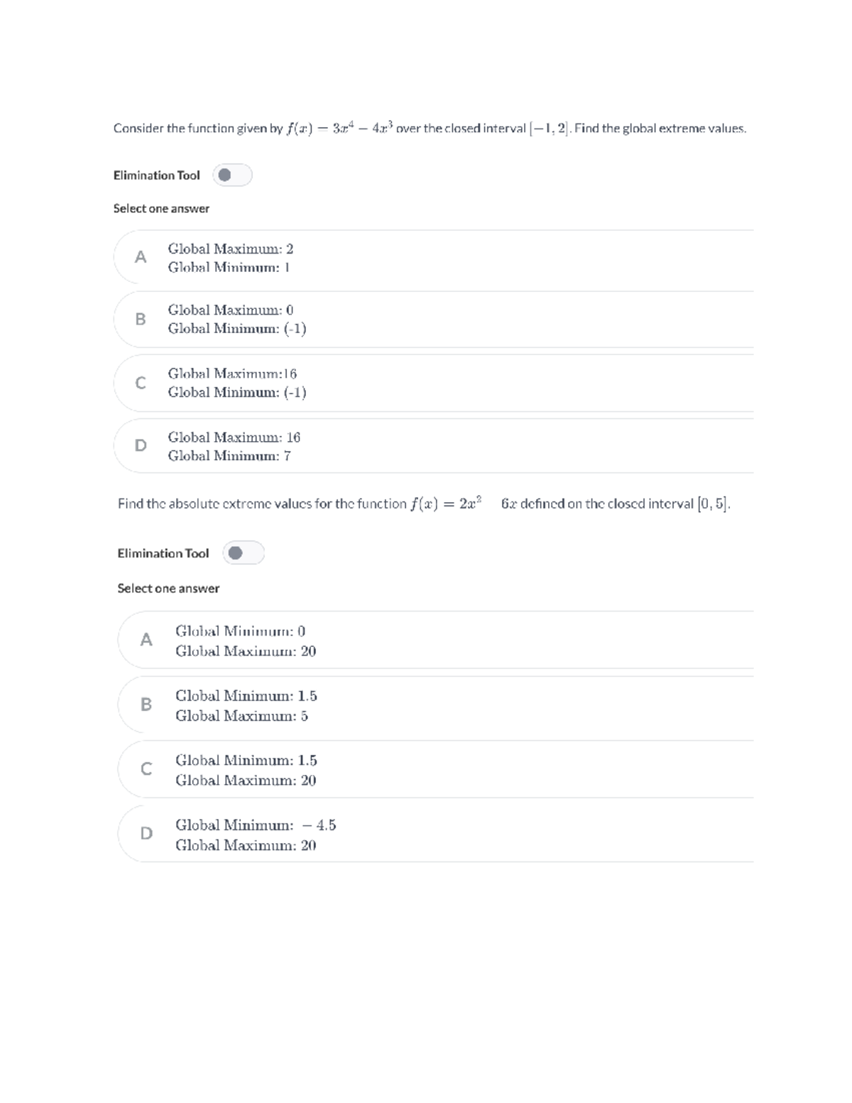 Unit 5 Review Problems - work - Consider the function given f(x) 3x4 4x3 over the closed ...