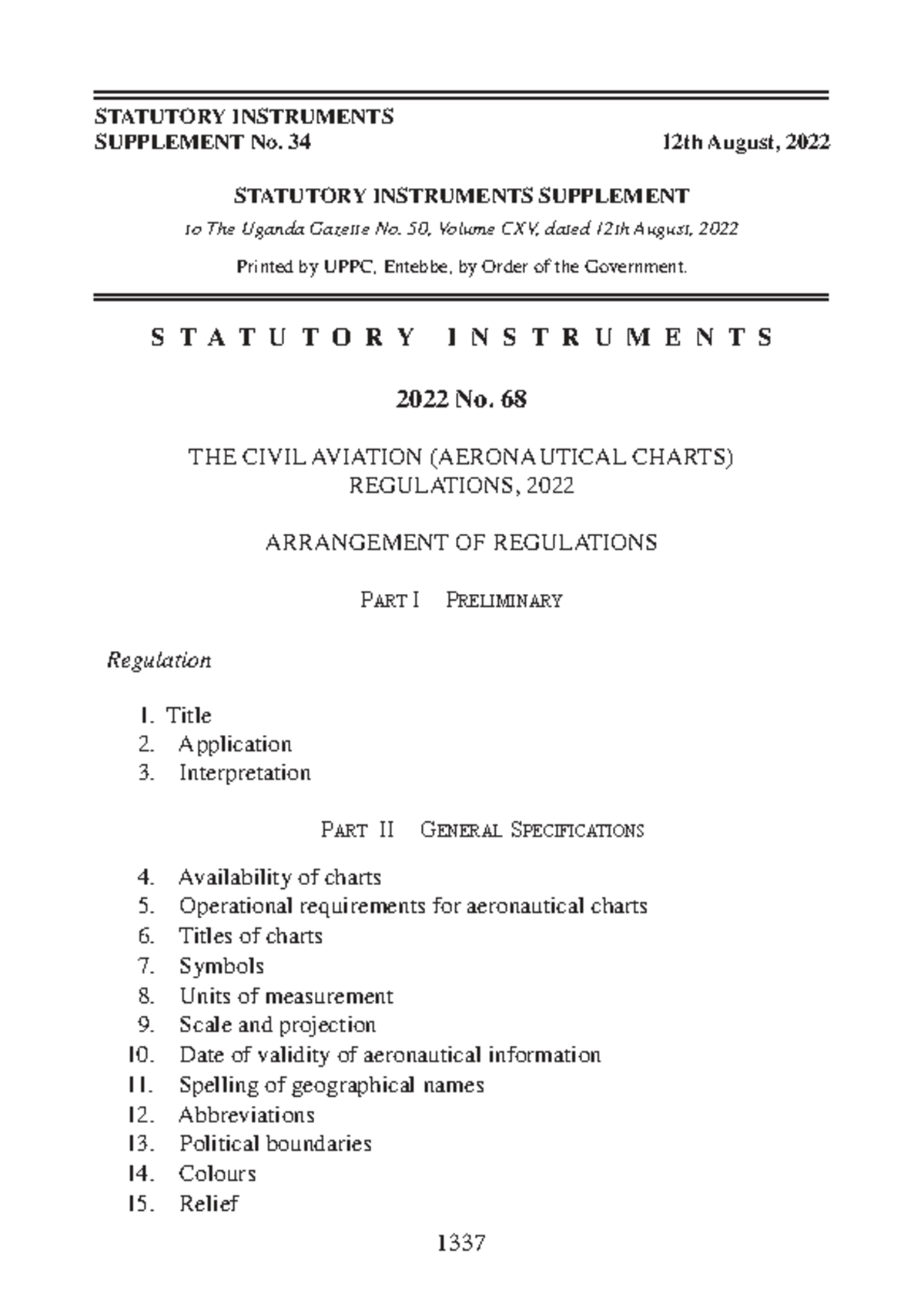Civil Aviation (Aeronautical Charts) Regulations 2022 - S.I. No. 68 ...