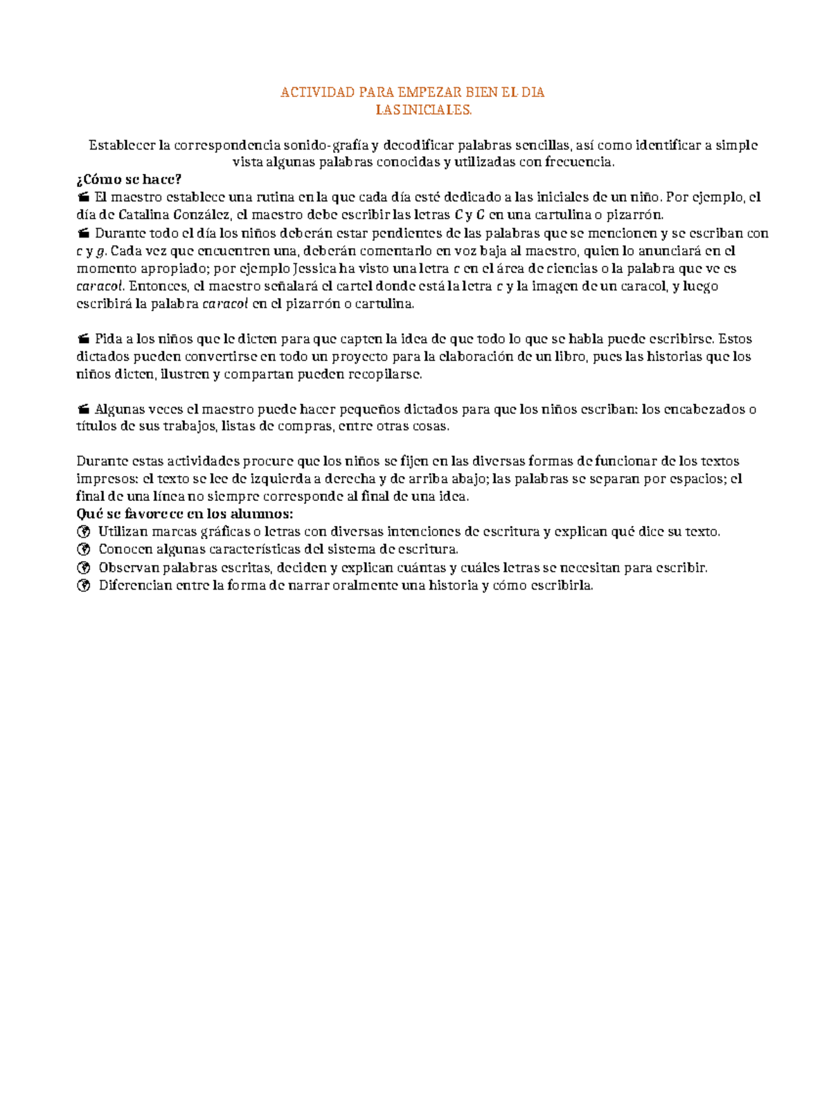 Actividad PARA Empezar BIEN EL DIA LAS Iniciales - ACTIVIDAD PARA ...