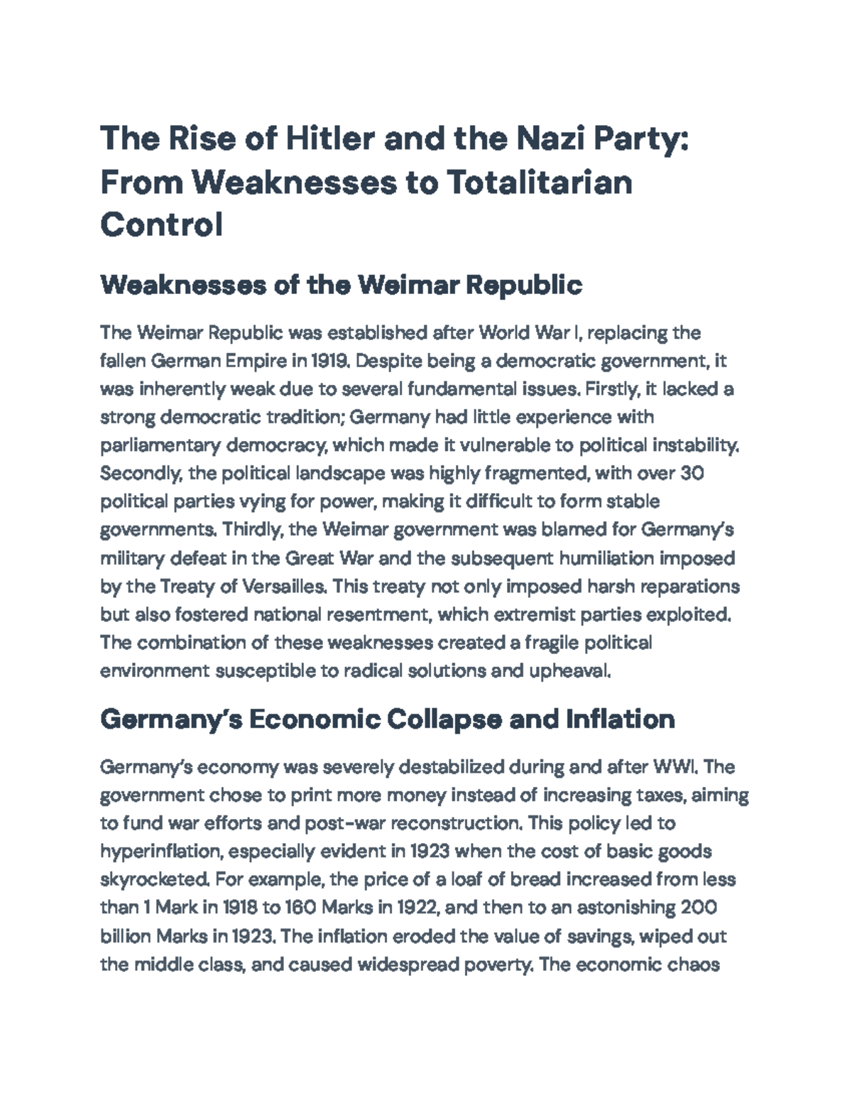 The Rise of Hitler and the Nazi Party: From Weimar Weaknesses to ...