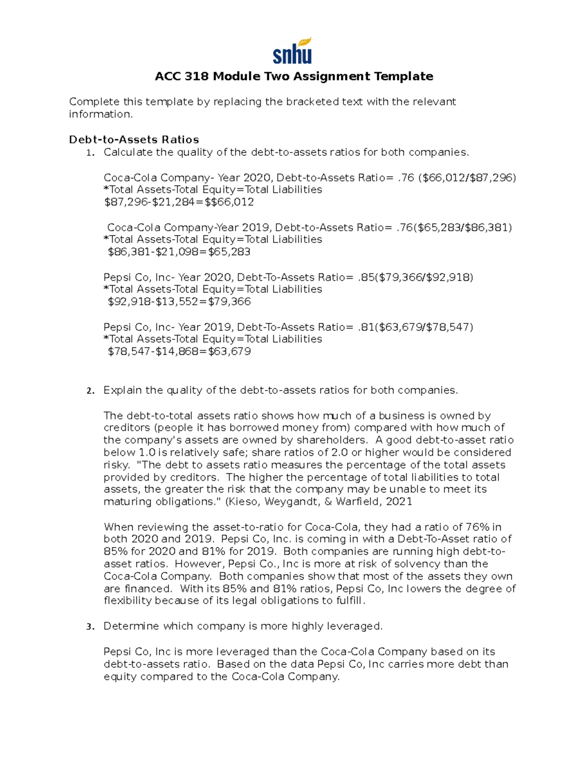 ACC 318 Module Four Assignment Template - ACC 318 Module Four ...