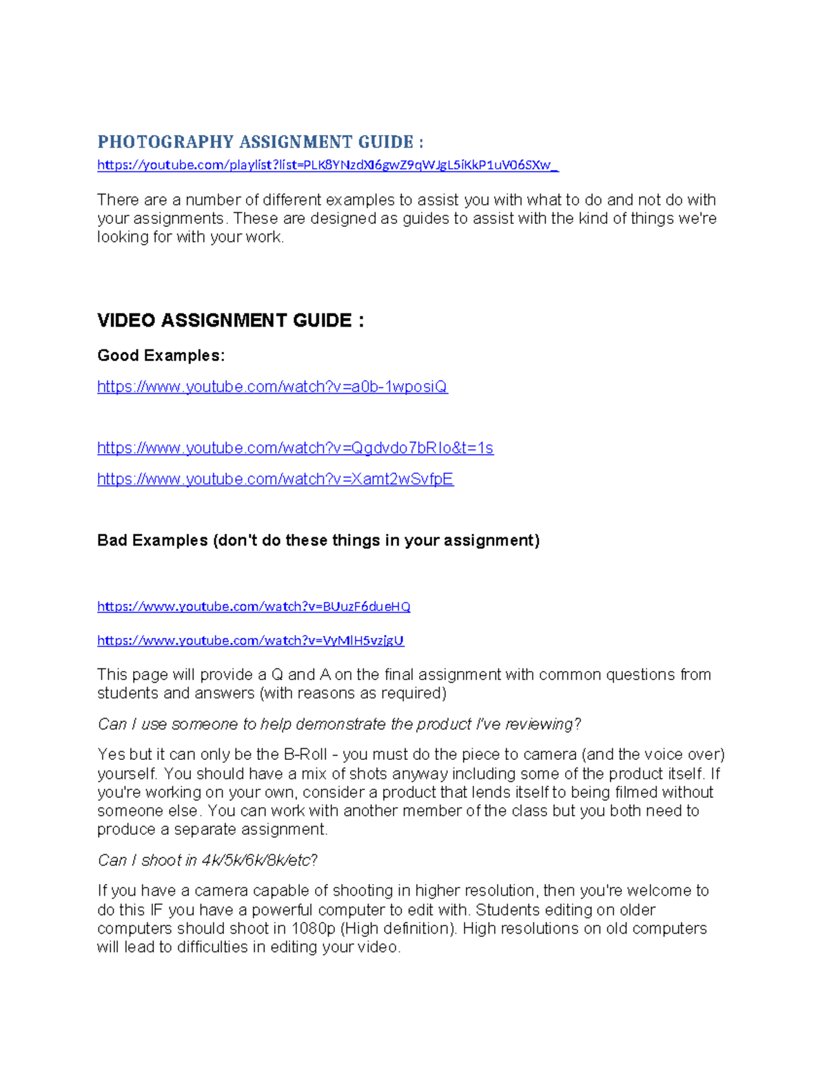 UNIT Modules - PHOTOGRAPHY ASSIGNMENT GUIDE : - Studocu