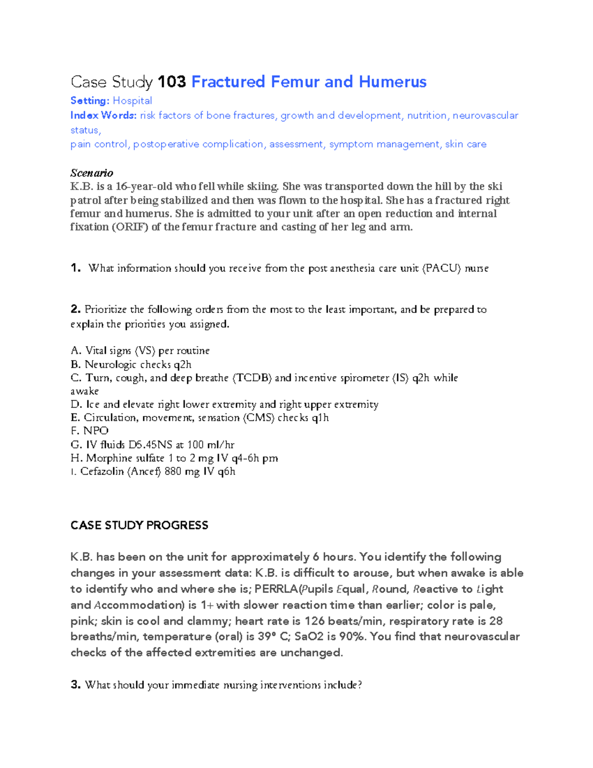 Case Study 103: Management of Fractured Femur and Humerus in Pediatrics ...