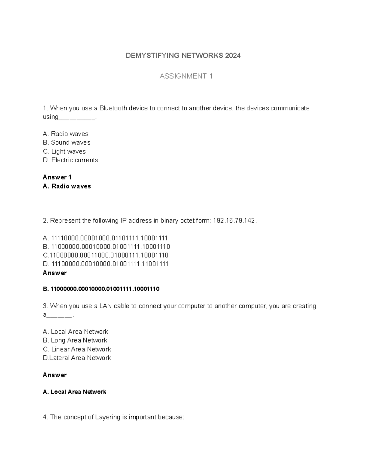 DN A1-2024 - Assignment on Demystifying Networks and Communication - Studocu
