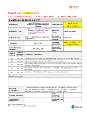 BTEC Ext-Assignment 14A - BTEC Assignment Brief Qualification BTEC ...