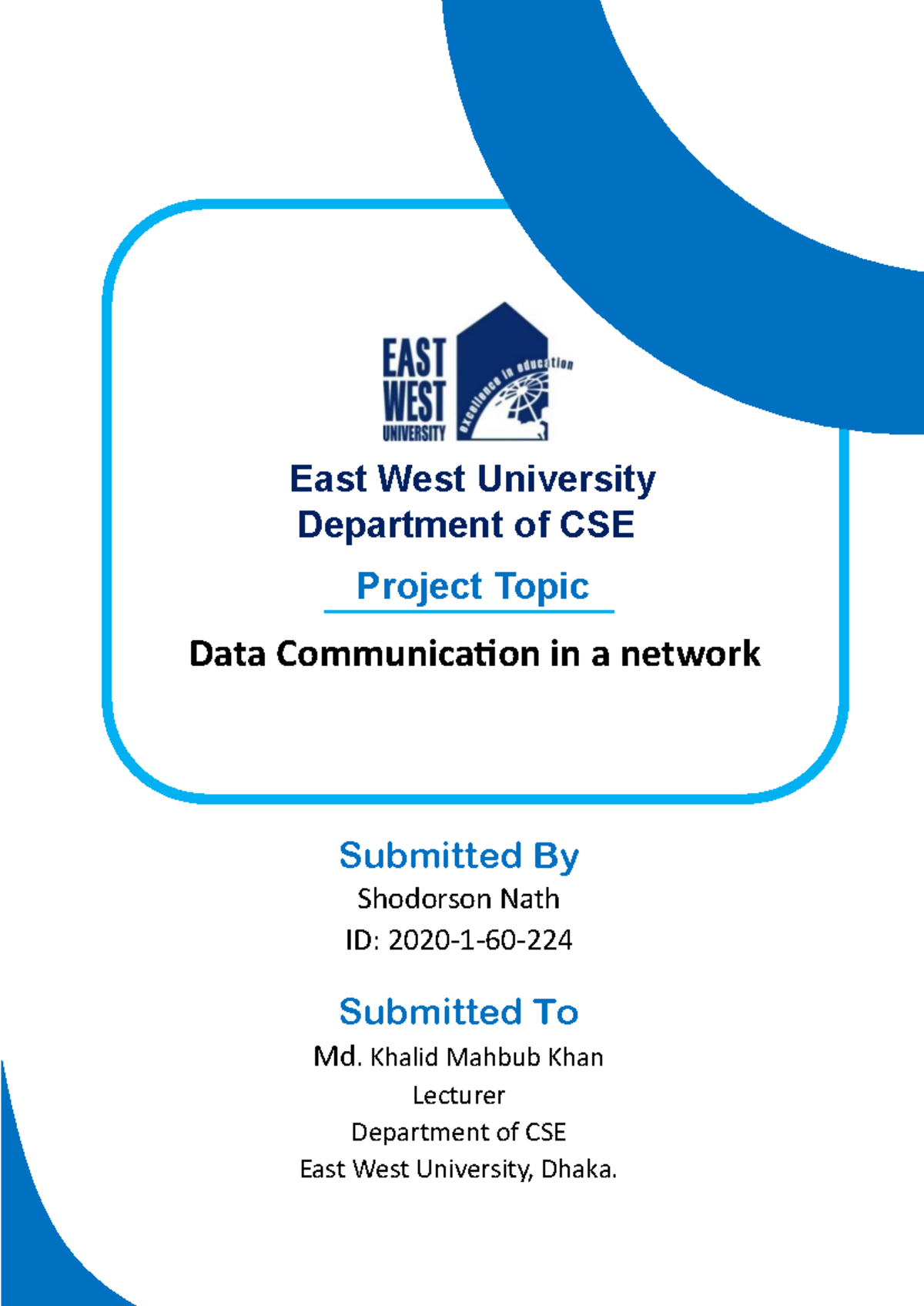 CSE Project Report: Data Communication Network Design - Studocu