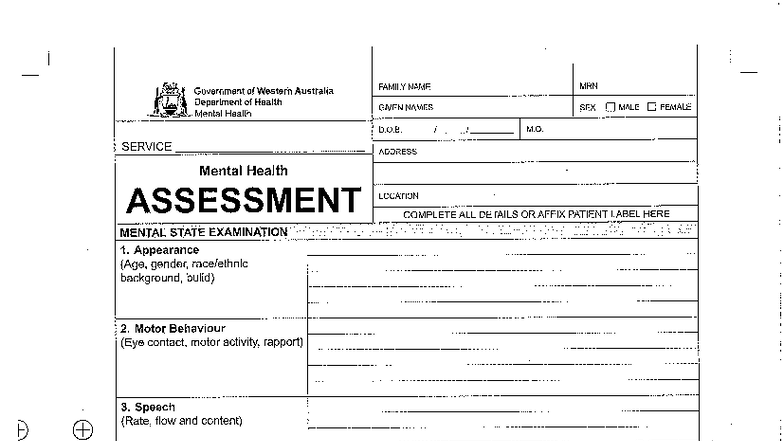 Mental Health Assessment MSE - SMHMR902 - Studocu