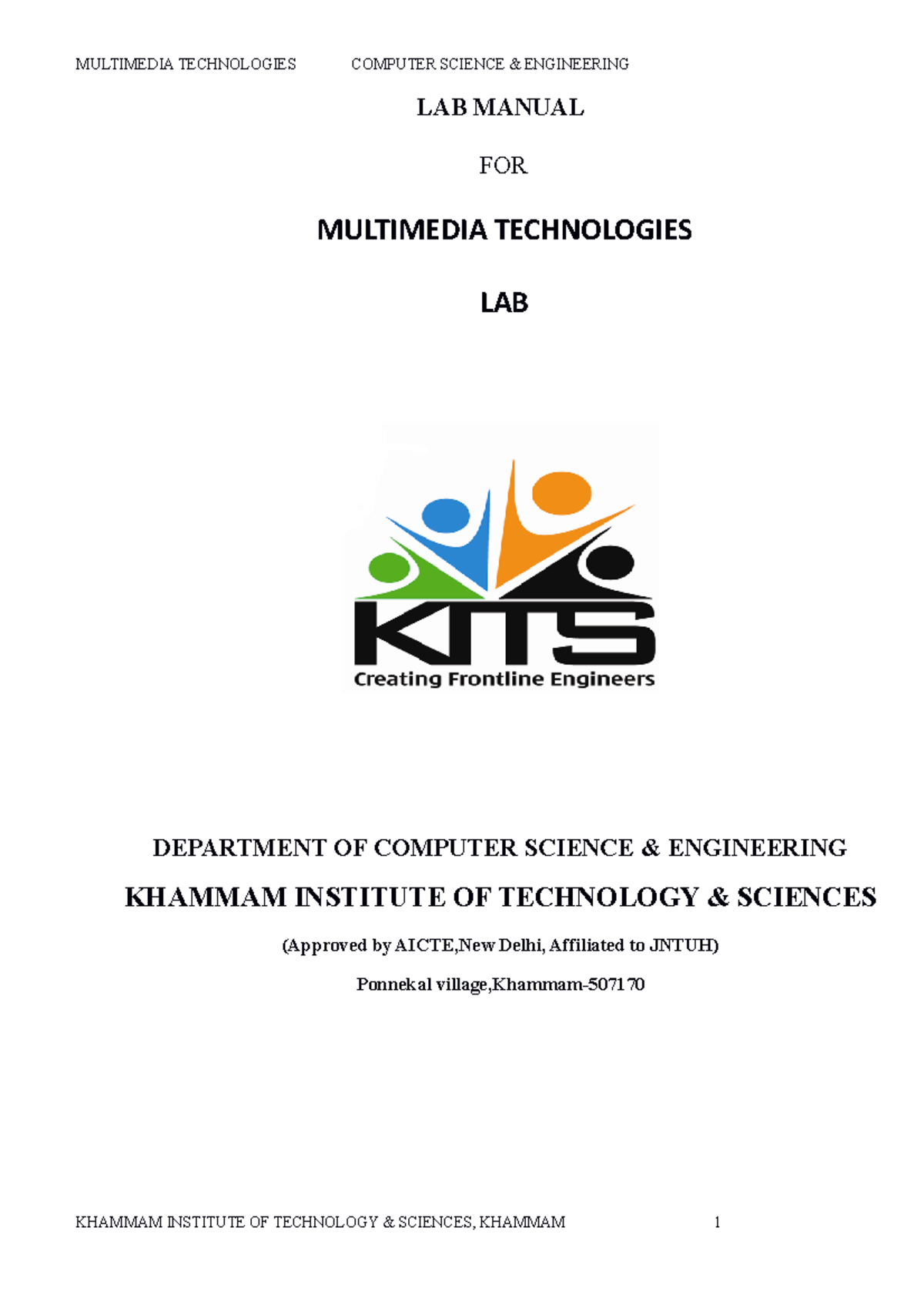 CS-309-Multimedia Technologies Lab(1-14) new updated - LAB MANUAL FOR ...