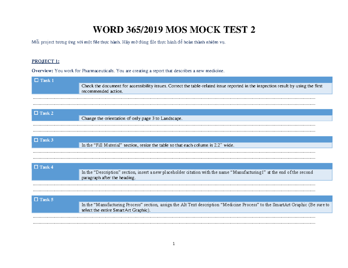 [WORD 365 2019] Comprehensive Mock Test 2 with Practical Projects - Studocu
