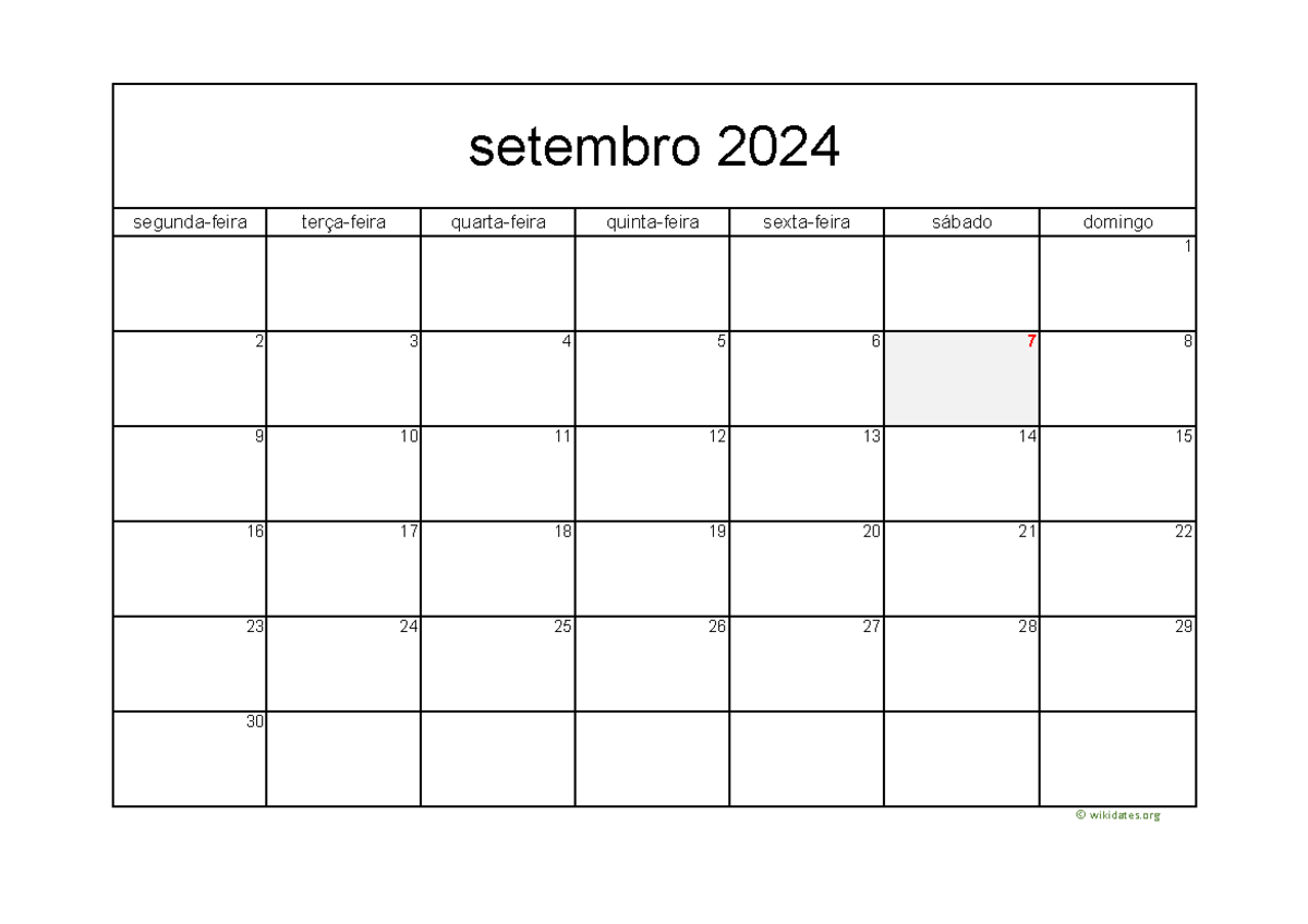 Calendario setembro 2024 05 - Guida Turistica - segunda-feira terça ...