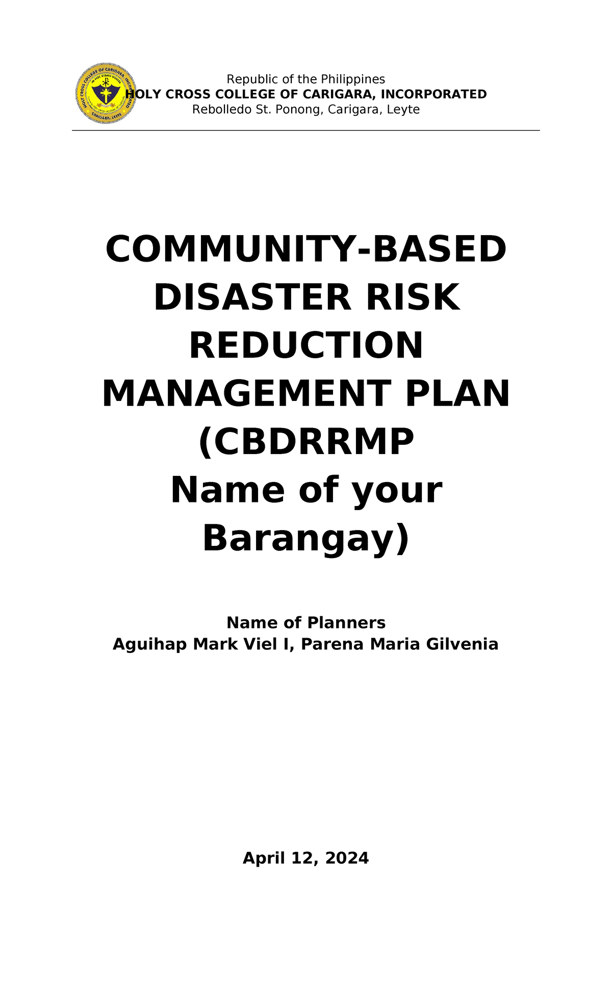 Emergency plan - a short summary on the introduction of drr planning ...