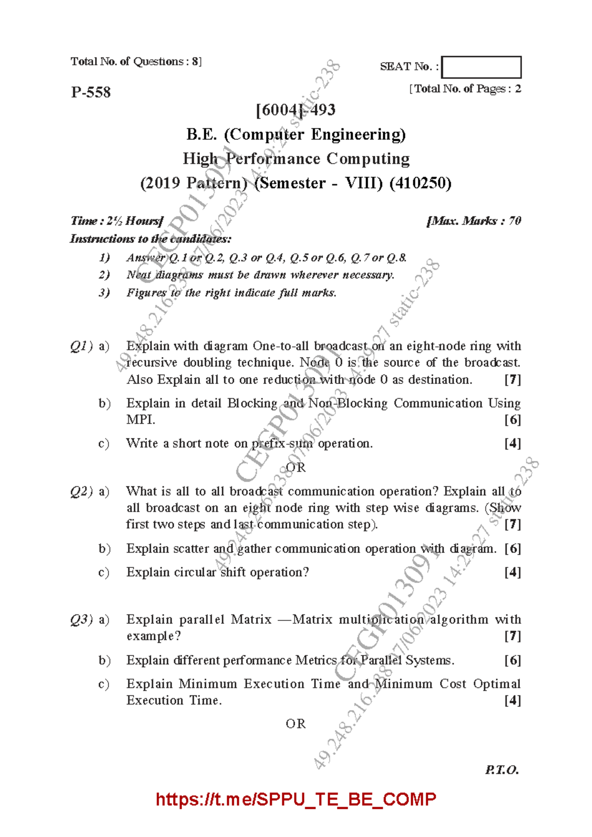 HPC (410250) End Semester Exam PYQ Papers (2019 Pattern) - Studocu