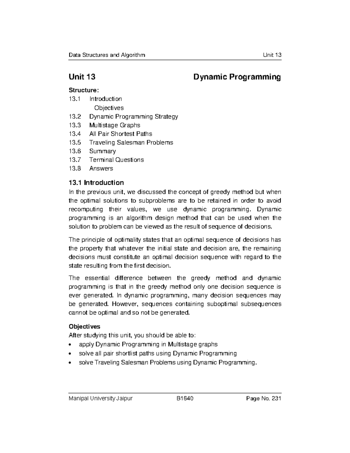 Unit 13 - Dynamic Programming - Unit 13 Dynamic Programming Structure ...