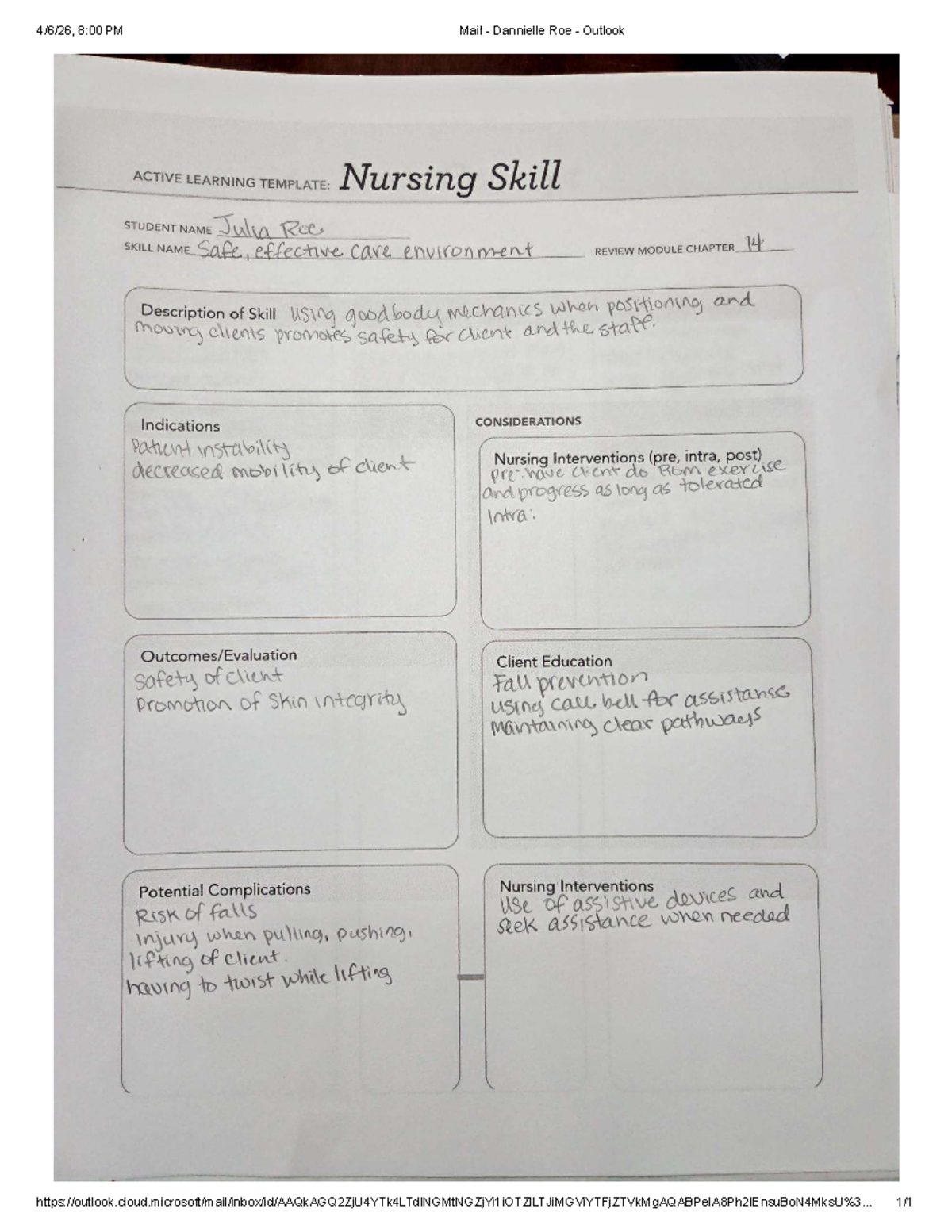 Active Learning Template #7: Nursing Skills Review - Studocu