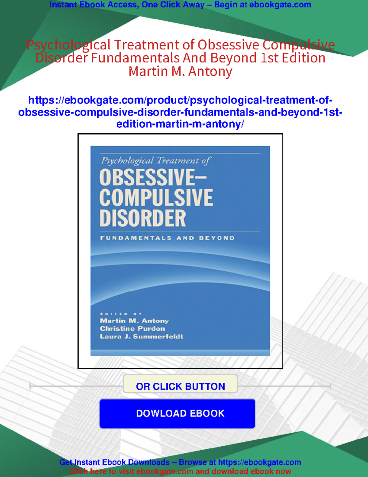 Psychological Treatment of Obsessive Compulsive Disorder: Fundamentals ...