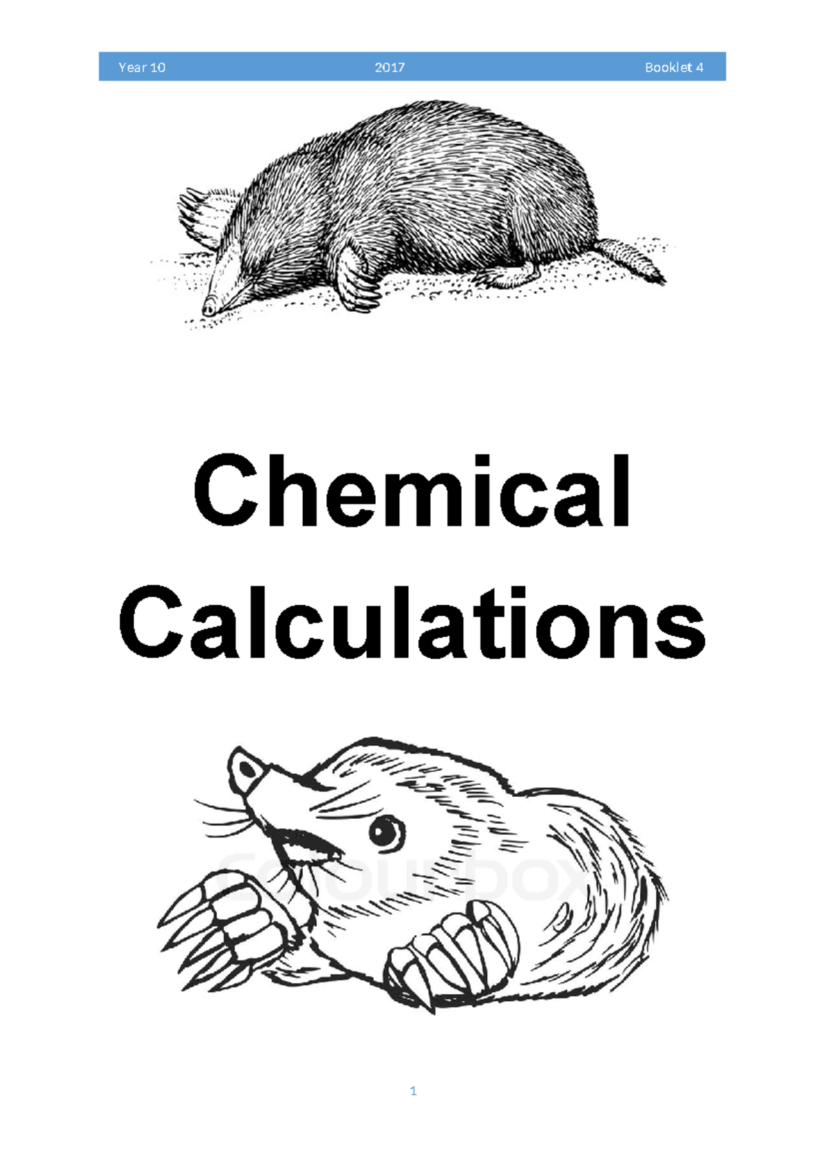 Yr 10 2017 Booklet 4: Moles, Mass & Chemical Calculations - Studocu