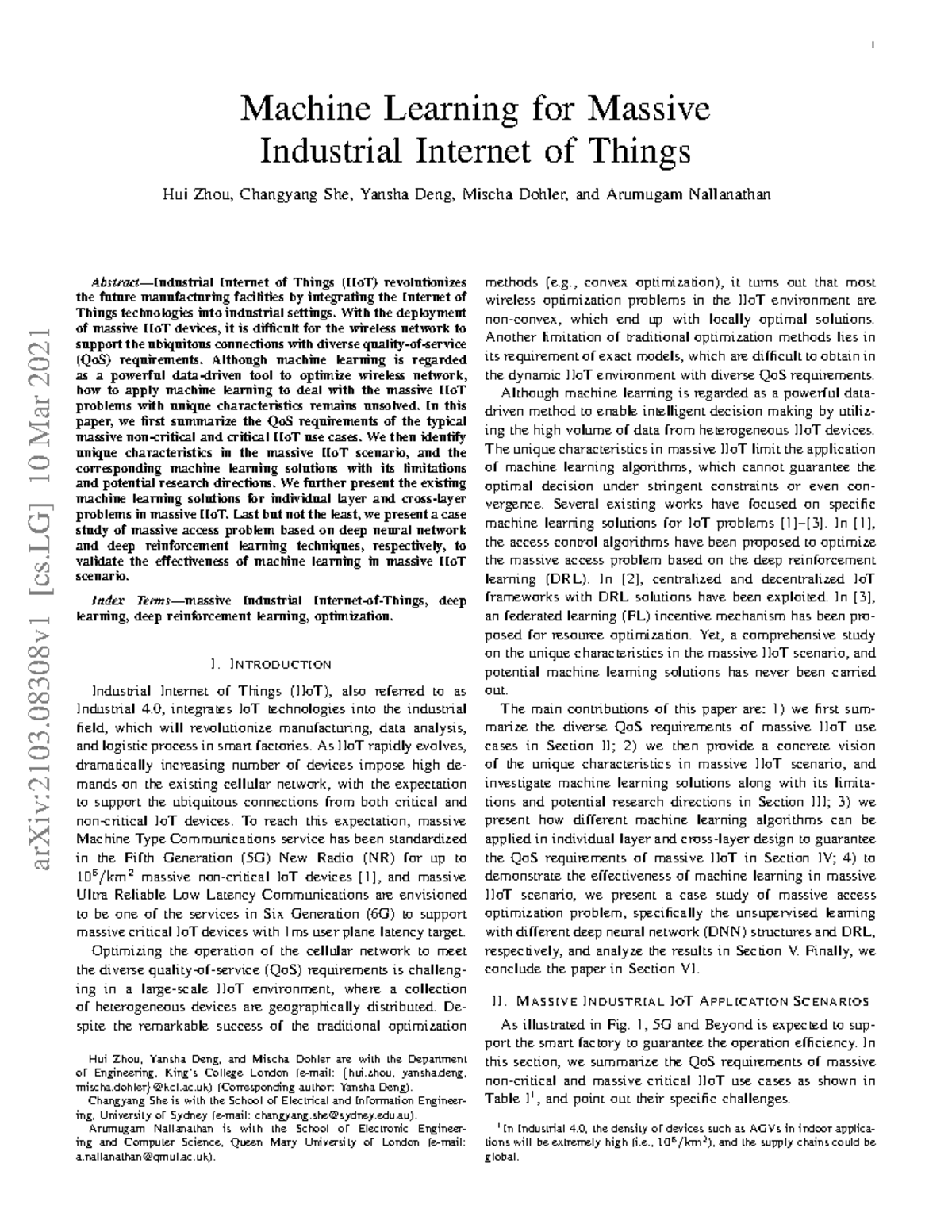 Machine Learning Solutions for Massive IIoT Challenges (2103) - Studocu