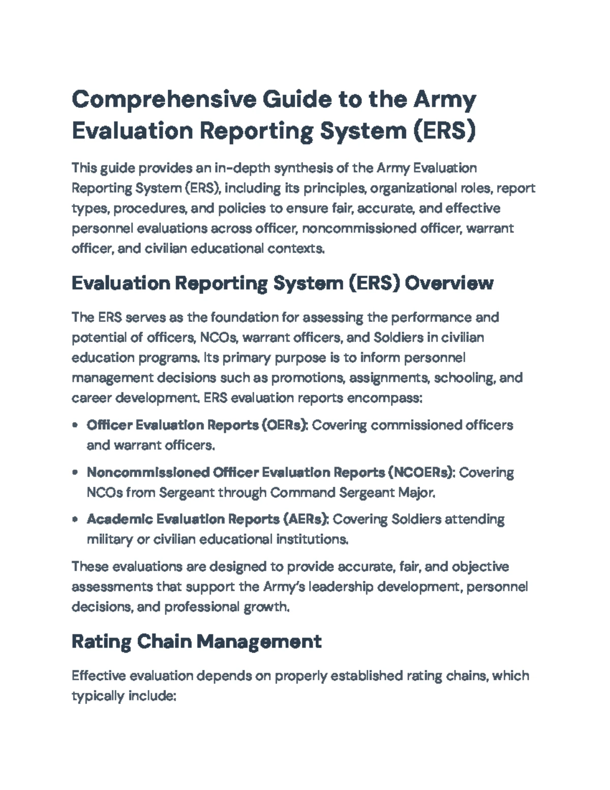 Army Regulation 623-3: Personnel Evaluation Reporting System Updates ...