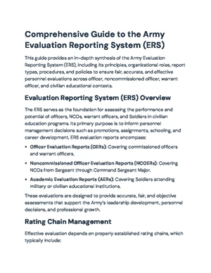 Army Regulation 623-3: Personnel Evaluation Reporting System Updates ...
