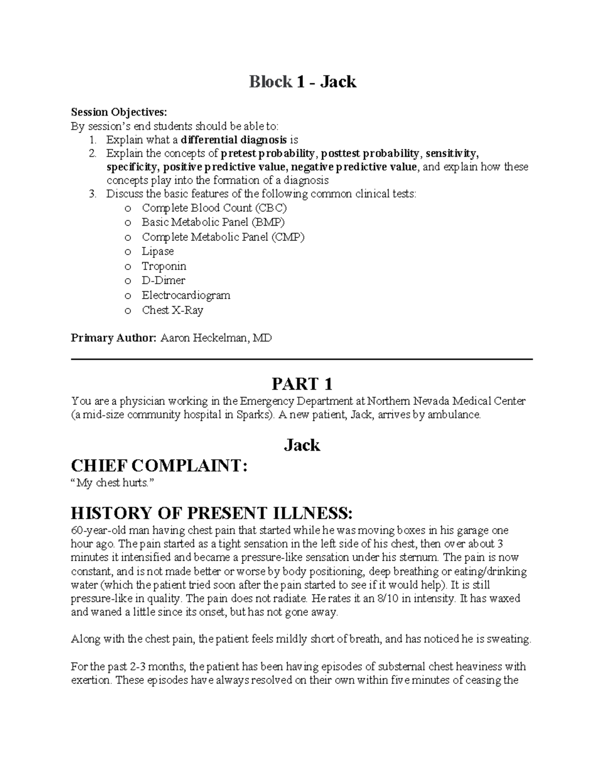 Emergency Dept Case Study: Differential Diagnosis for Chest Pain (MD ...