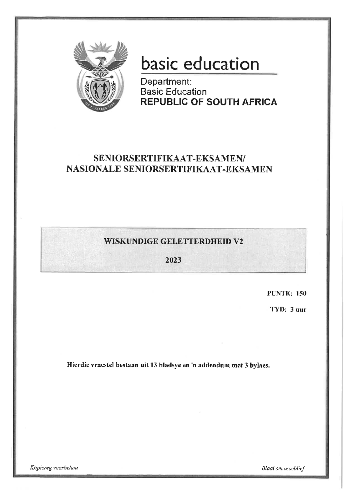 Grade 12 NSC Mathematical Literacy P2 June 2023 Exam Questions - Studocu
