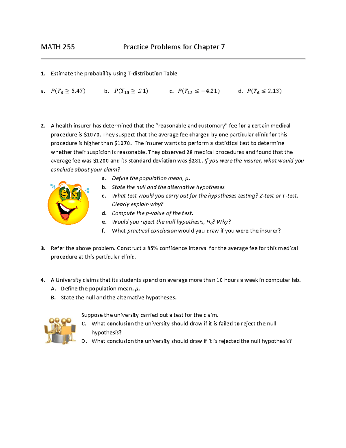 Practice Problems Chapter 7 - MATH 255 Practice Problems for Chapter 7 ...