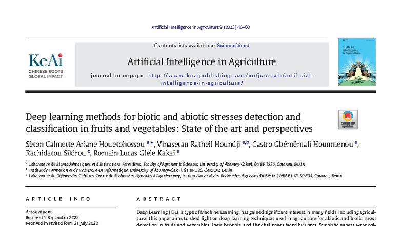 Deep Learning Techniques for Stress Detection in Fruits & Veggies (AGRI ...
