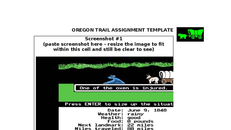 Oregon Trail Assignment Template: Game Experience Reflection - Studocu