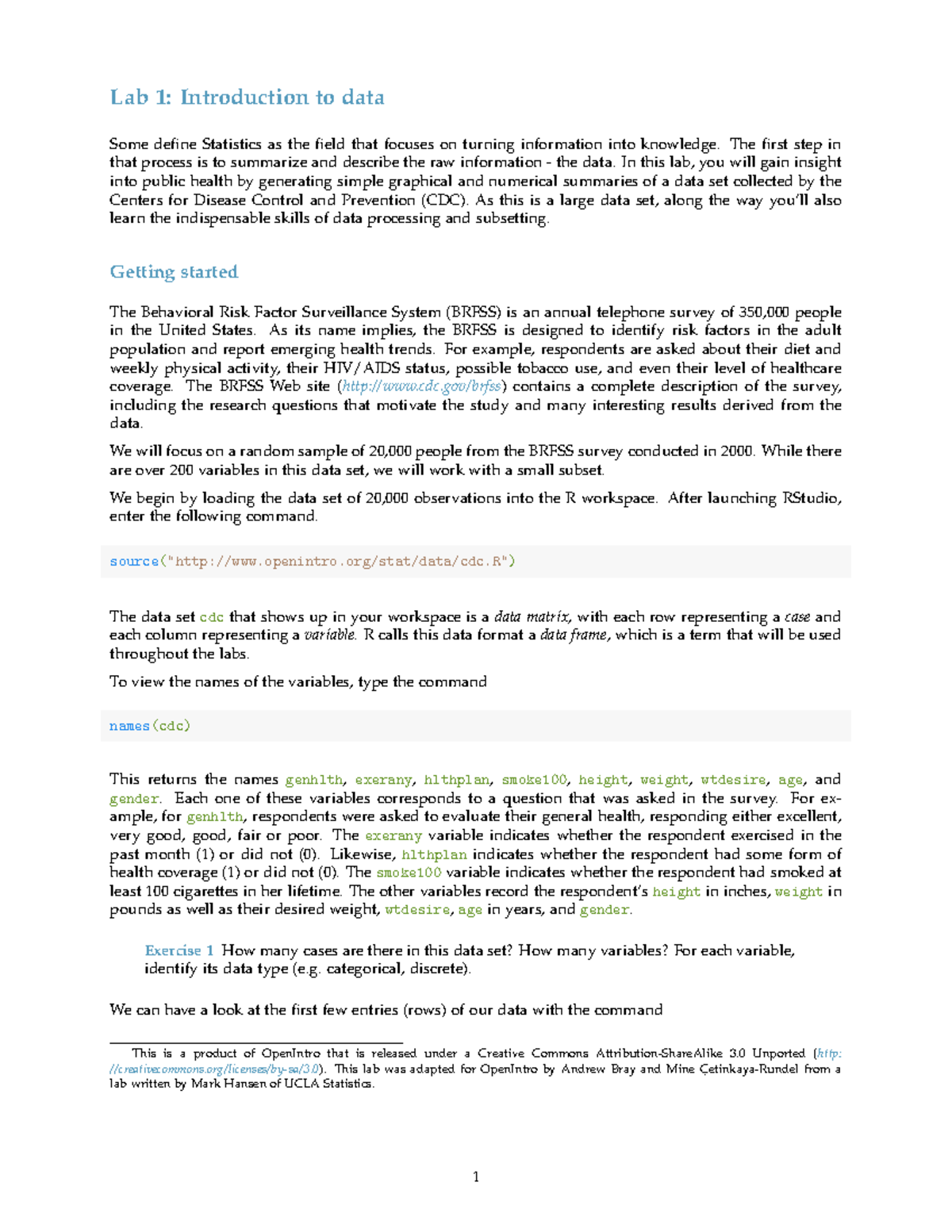 Lecture notes, lecture 1 - Lab instruction - Lab 1: Introduction to ...