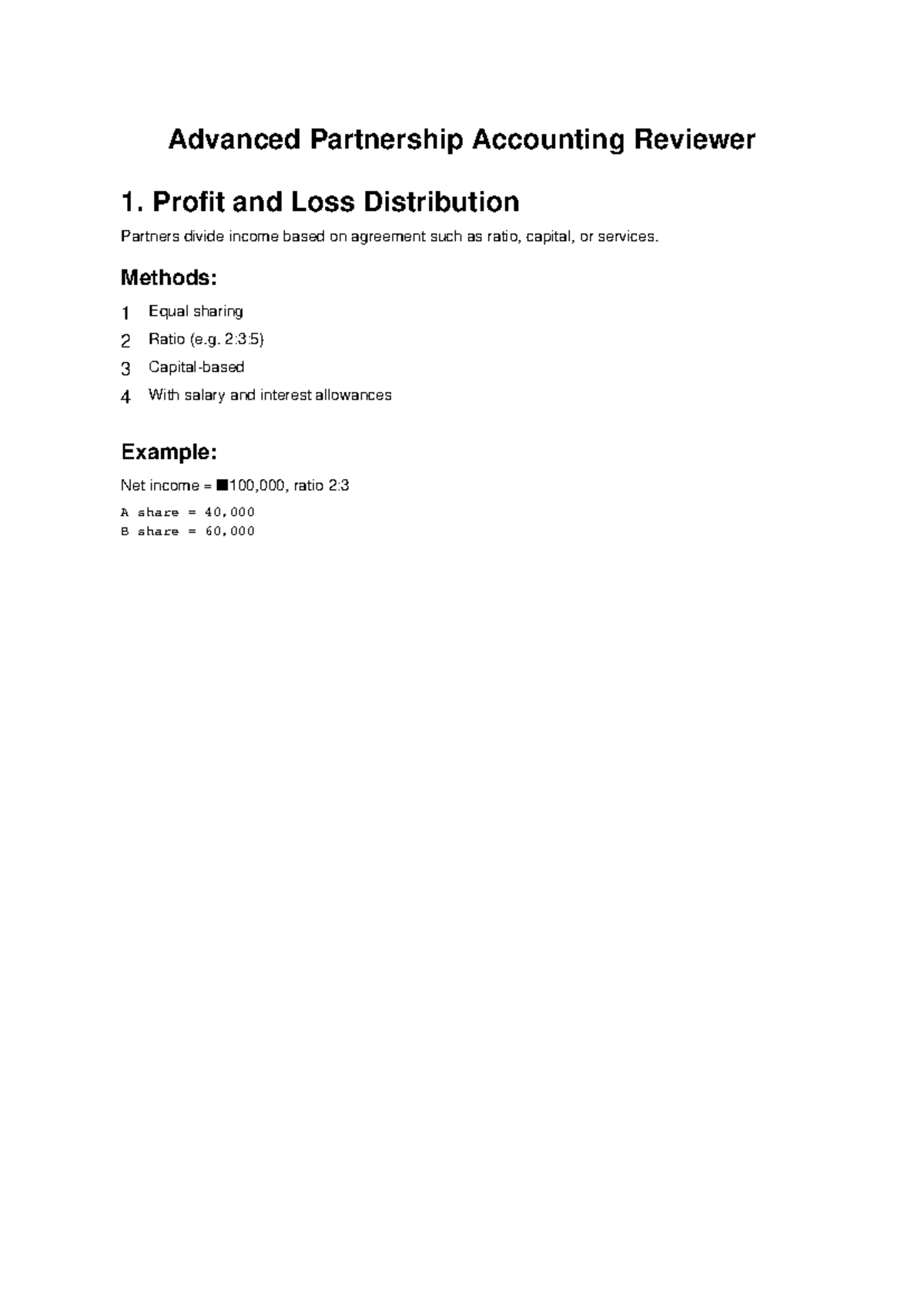 Advanced Partnership Accounting Review: Profit & Loss Distribution ...