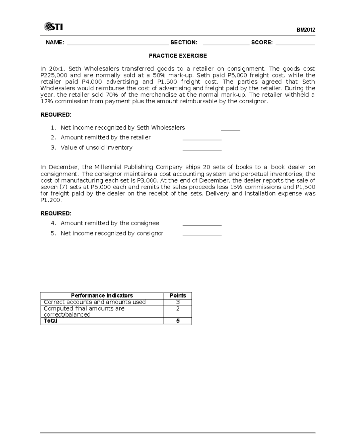 08 Activity 1 - Special Transactions in Consignment Accounting - Studocu