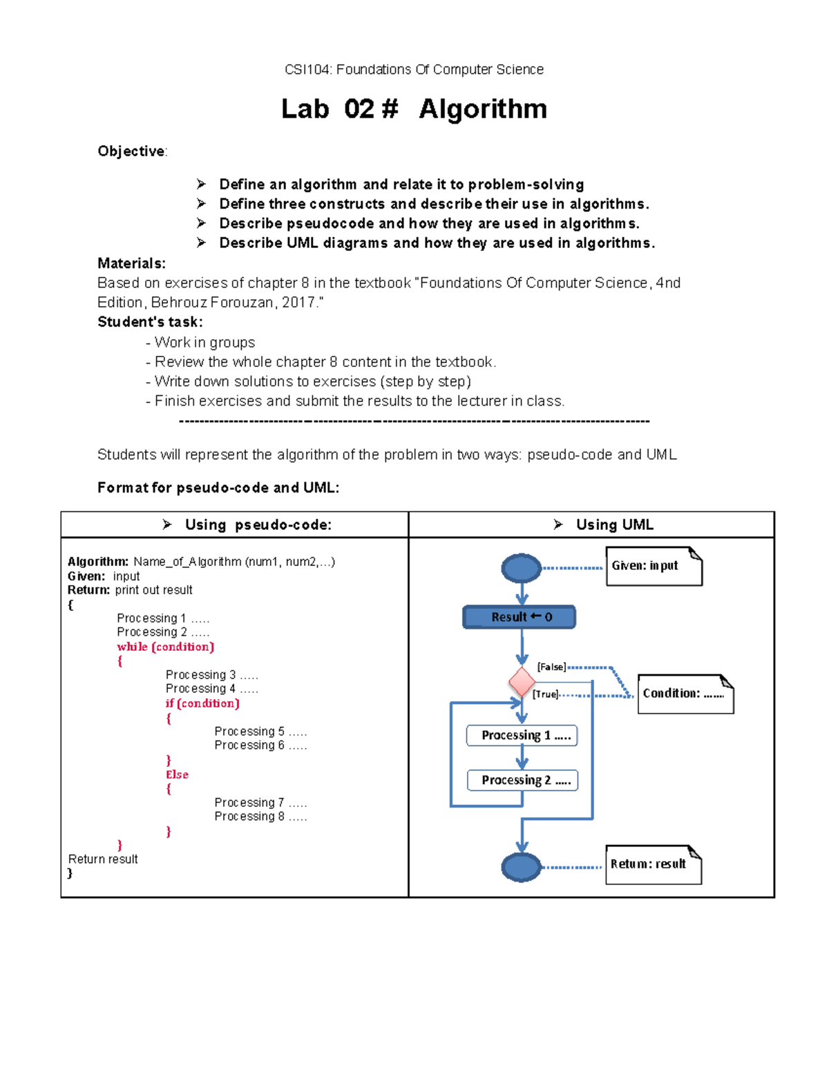 LAB 02 - Lab 2 - CSI104: Foundations Of Computer Science Lab 02 ...