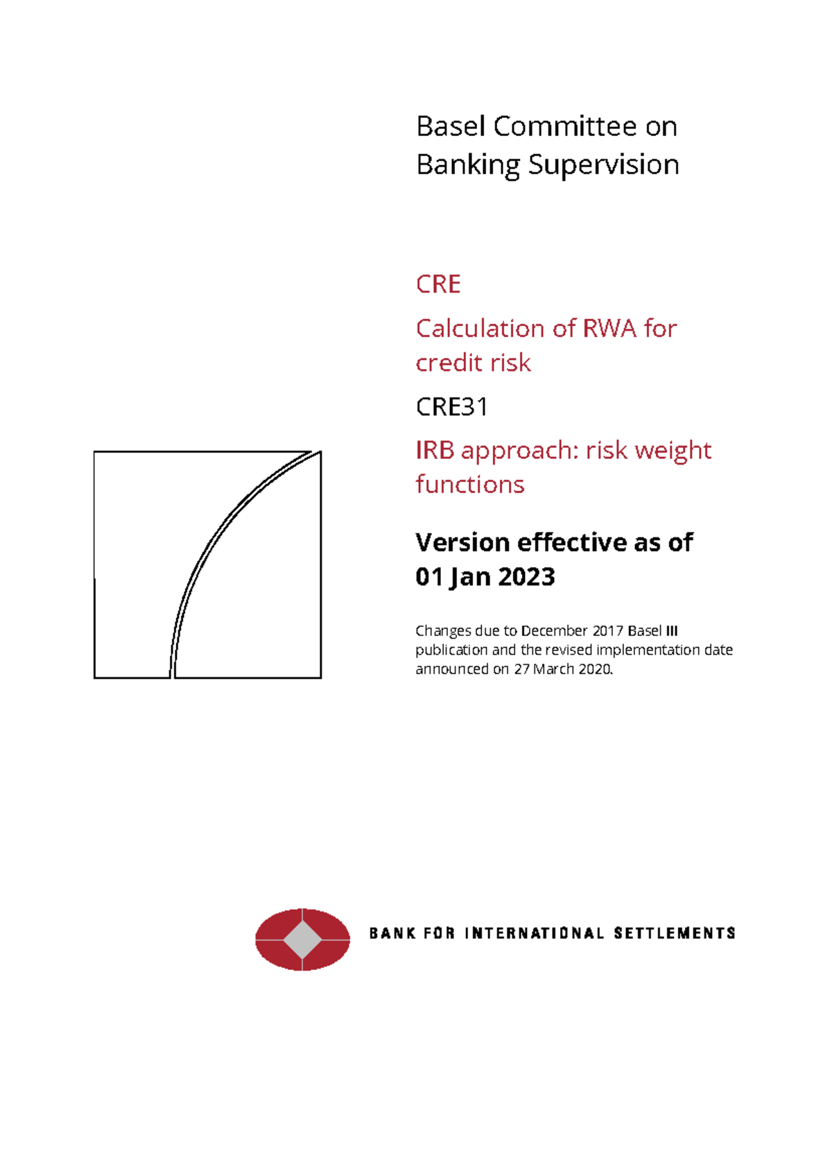 Risk Weight Asset Tutorial - Basel Committee on Banking Supervision CRE ...