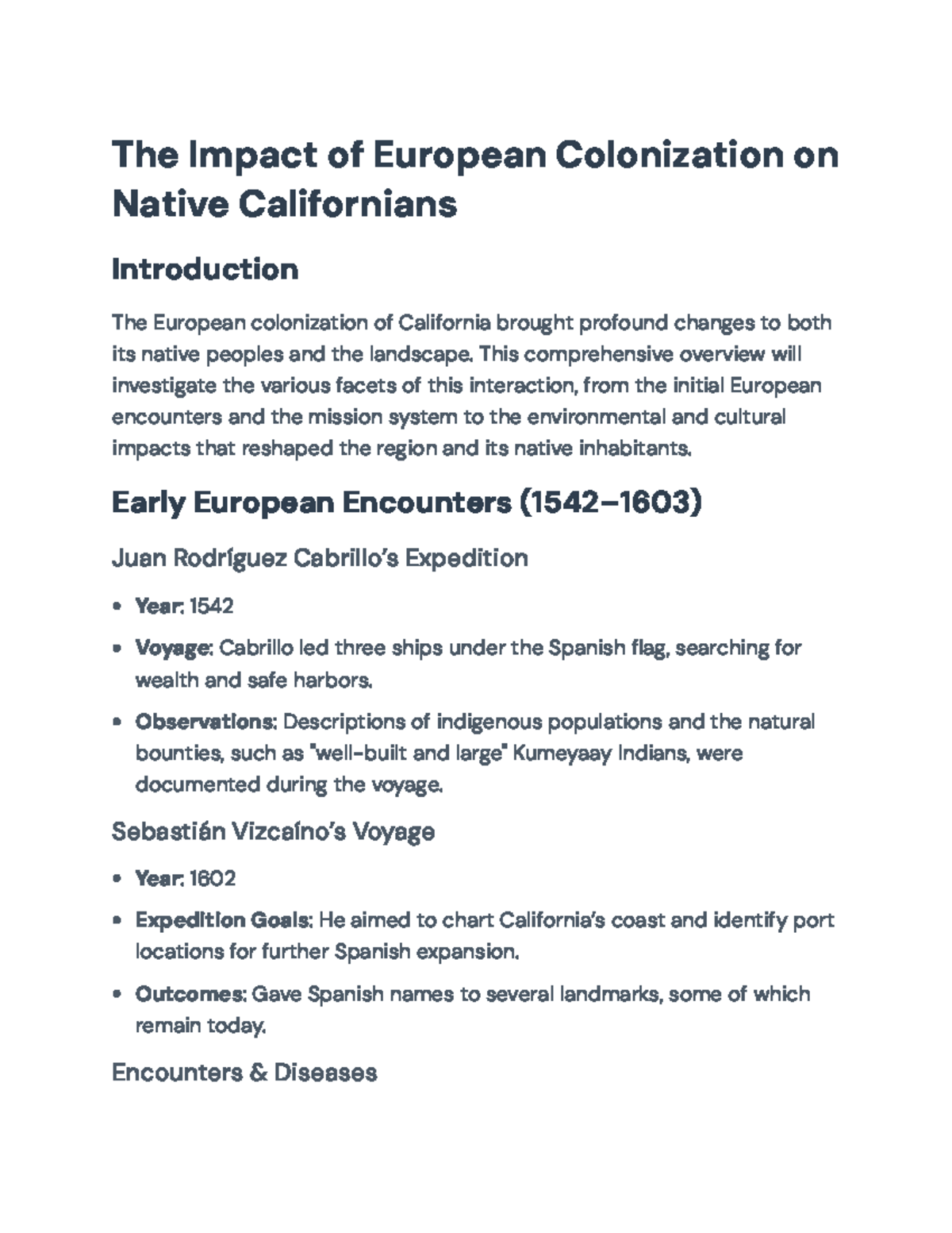 The Impacts of European Colonization on Native Californians (HIST 101 ...