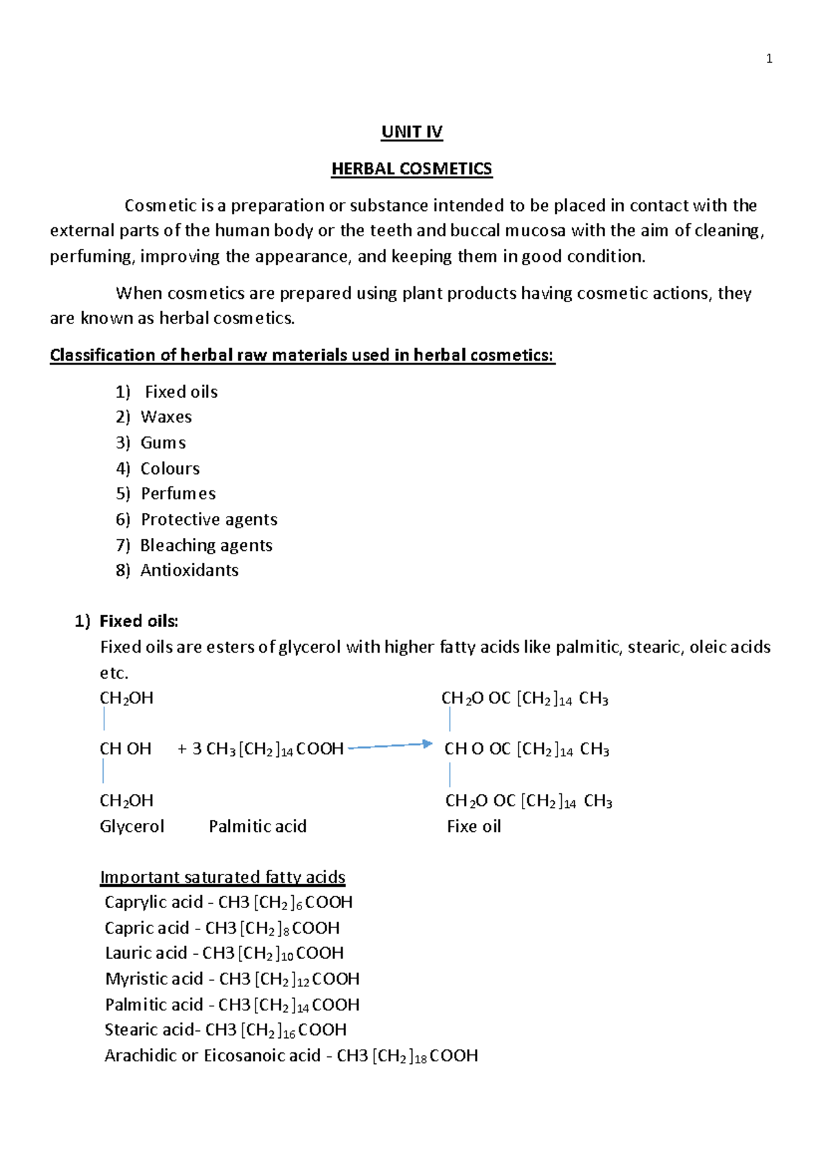 UNIT IV - Herbal Cosmetics Lecture Notes for Study - Studocu