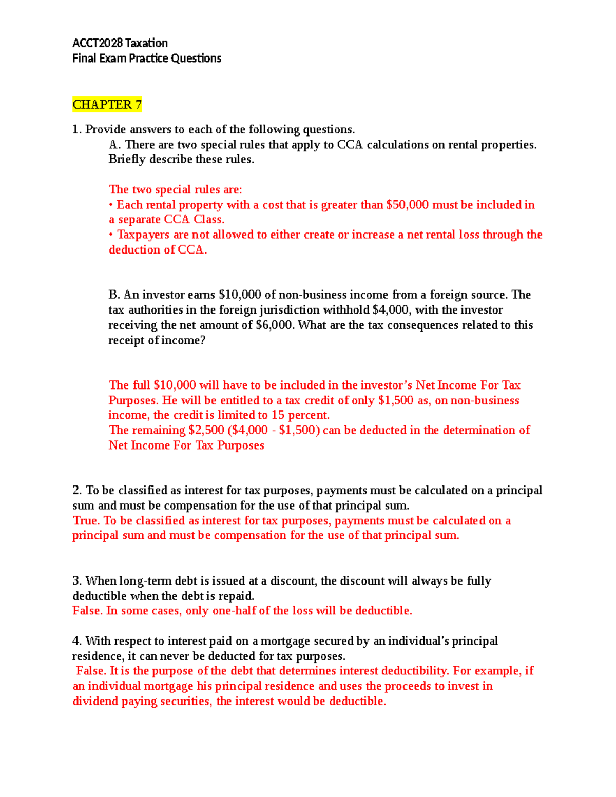 Final Exam Practice Test S2020 Solutions and Key Concepts - Studocu