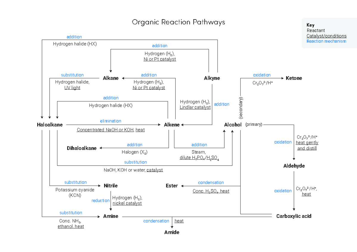 Organic Reaction Pathways: Key Reactants & Mechanisms (QCE) - Studocu